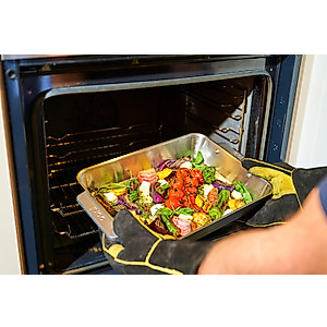 ooni Medium 15" x 10" Roasting Pan - Non Stick Stainless Steel Roasting Tray with Rack and Wooden Carving Meat Board, Ovensafe Cookware, Roaster Tin