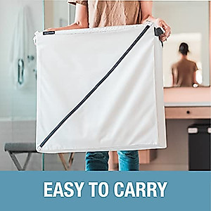 CleverMade Laundry Hamper Collapsible Sorter Basket - Freestanding Foldable Tall Clothes Storage Bin with Premium Handles for Kids Room, Nursery, Bathroom, Bedroom, and Closet; Cream