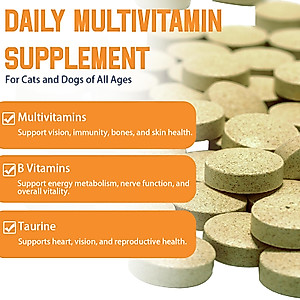 Pet Nutritional 12-in-1 Multivitamin Supplement Tablets for Dogs& Cats, Supports Immune, Skin, Gut Health with Vitamins A, B, C, D, E & Minerals, 150 Tablets