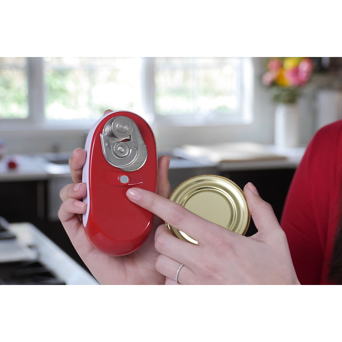 Tornado F4 Can Opener-Great for Arthritis Sufferers, Safest, fastest, Easiest Hands-Free Can Opener-New and Improved (RED)…