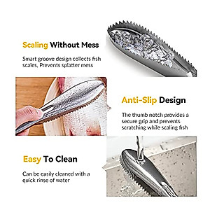 ADORAMBLING Fish Scaler Stainless Steel Fish Scaler Remover with 58 Sawtooth Easily Remove Fish Scales Fish Descalers Fish Scraper for Chef and Home Cooks