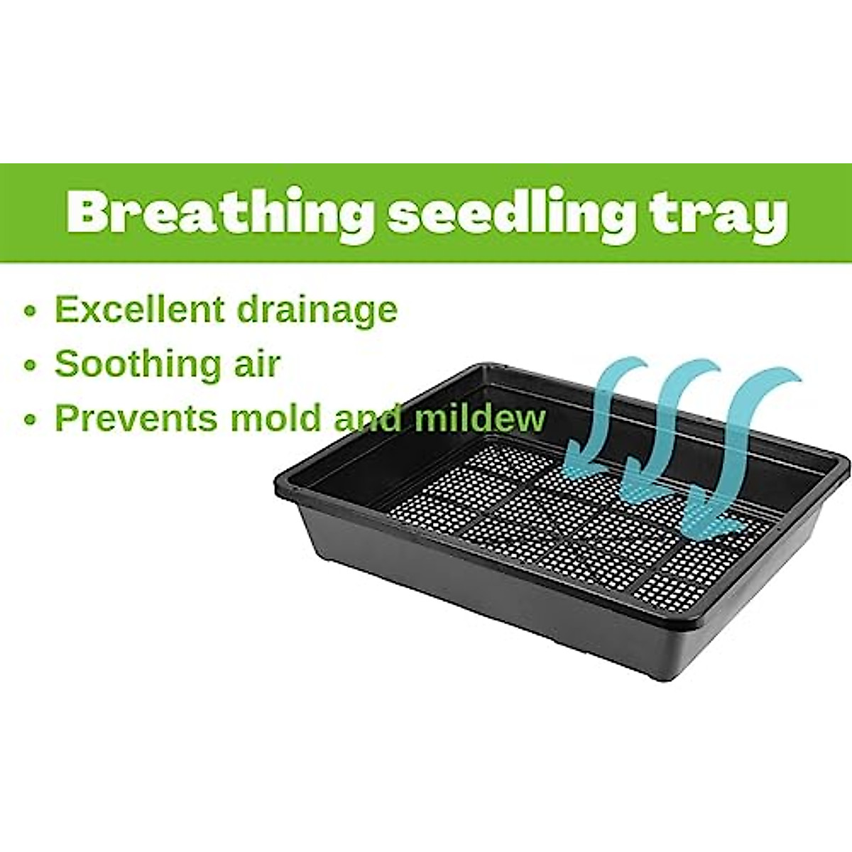 BeGrit Seed Starter Trays 5-Pack 15x12 inch Mesh Tray Plastic Plant Trays Garden Seedling Starter Kit Bonsai Training Pots Succulent Transport Pots with 5 Bases