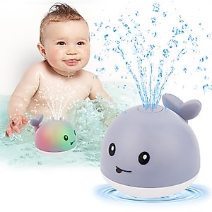 Baby Bath Toys, Rechargeable Whale Automatic Spray Water Bath Toy, Light Up Spray Water Bathtub WaterTableToys for Kids 6-12, Pool Toy for Toddlers Boys and Girls