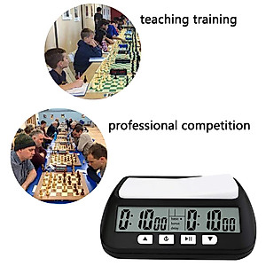 MOSTRUST Chess Clock Digital Chess Timer Professional for Board Games with Alarm, 3-in-1 Multifunction Portable Chess Clock, 2 AA Battery Included (Black)