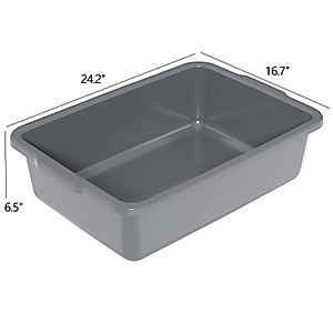 Xeabia 34 L Plastic Utility Bus Tubs, Large Commercial Bus Trays, Gray, 4 Packs