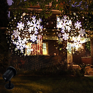 Christmas Snowflake Projection Lights, Coniengk LED Outdoor Projector Lamp, IP65 Waterproof Outdoor Landscape Lighting Snowfall Night Light for Xmas, Holiday, Party, Garden, Patio, Home Decor