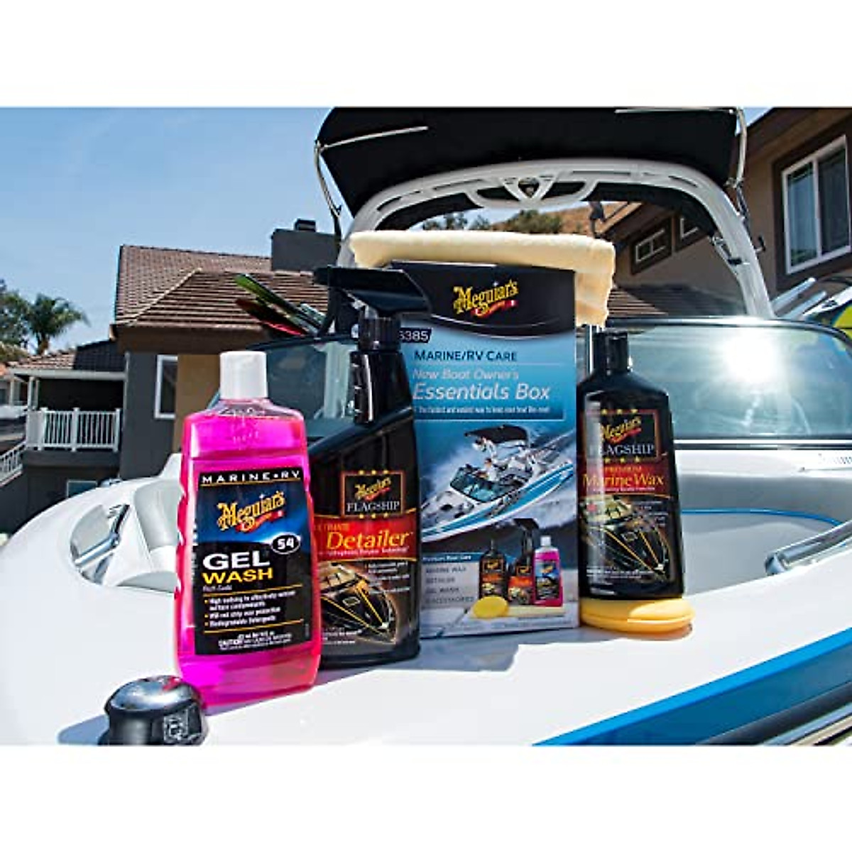 Meguiar's New Boat Owner's Essentials Box - Boat Cleaning Kit With Premium Marine-Grade Products for Your Boat or RV