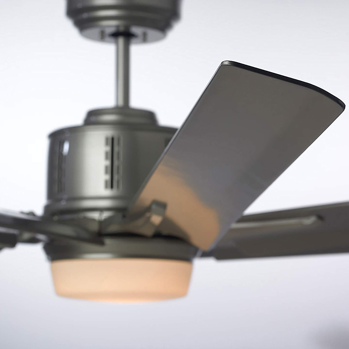 Luminance kathy ireland HOME Aira Eco LED 72 Inch Ceiling Fan | Large Indoor/Outdoor Fixture with Integrated Lighting | Modern 8 Blade Design with 6-Speed Wall Control | Damp Rated, Platinum