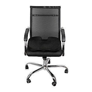 JUWENIN,Coccyx Orthopedic Comfy Pro Memory Foam Seat Cushion for for Home Office Desk Chairs, Auto Seats, Sports Stadium Seats (Black)