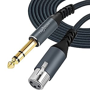 Twozoh XLR Female to 1/4 TRS Cable 15FT, Braided 6.35mm Stereo Jack Balanced to 3pin XLR Microphone Cable