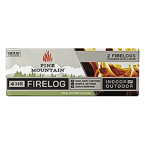 Pine Mountain Traditional 4-Hour Firelogs, Easy Starter Logs, Long Burning Firelog for Fireplace, Campfire, Fire Pit, Indoor & Outdoor Use, 2 Pack