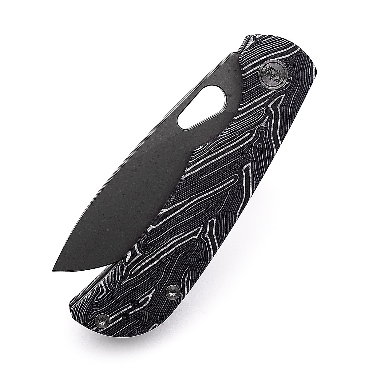 Miguron Knives M Moyarl Folding Knife,3.25" Dark Grey PVD 14c28n Blade Black Damascus G10 Handle With Titanium Pocket Clip, Camping Hiking Pocket Knife MGR-806DBK