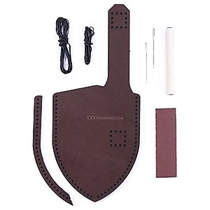 Leather Knife Sheath Kit - Premium - (Fits Up To 5.0 Inch Blades) - 8-9oz Cowhide Leather - (Espresso) - USA Made - With Integrated Belt Loop