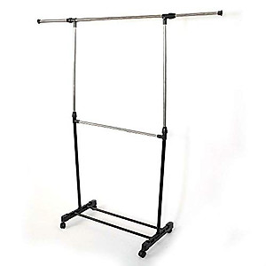 6847 –Single 5 - Heavy Duty Rail Portable Clothes Hanger Rolling Garment Rack - MN29