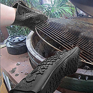 Verde River Products Silicone Heat Resistant BBQ Grilling Gloves - Best Protective Insulated Kitchen - Oven – Grill – Baking - Smoker & Cooking - Waterproof Grip - Replace Potholder & Mitts XL Black