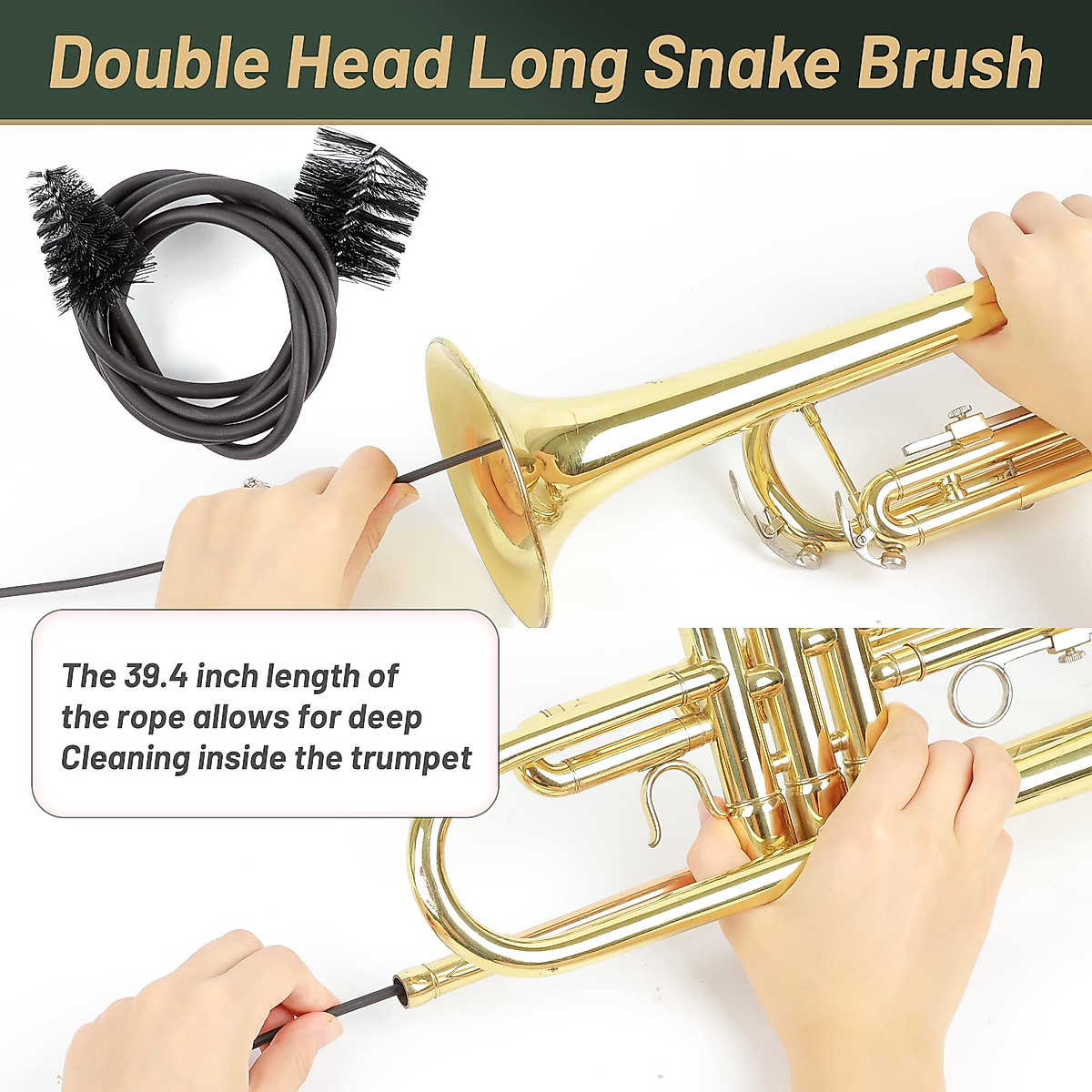 PAMPET Trumpet Care Kit, Professional Trumpet Cleaning Kit Care Your Trumpet with Valve Oil, Brass Polishing Spray, Slide Grease, Brushes