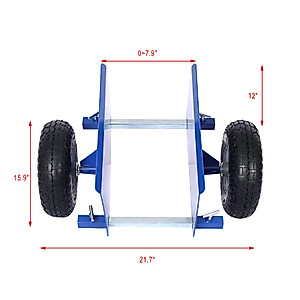 Heavy Duty Panel Dolly, Adjustable Door Dollys with Wheels, 2 10" Pneumatic Wheels 600LBS Load Bearing for Drywall Sheet Heavy Appliance & Material Handling All Terrain Moving Cart Panel Dolly - Blue