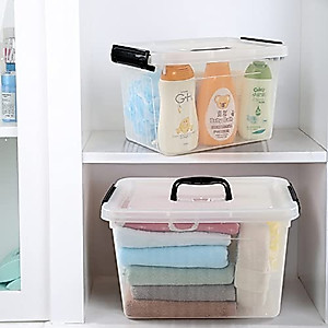 Bblina 2 Packs Clear Storage Boxes with Lids, 12 Quarts & 6 Quarts Plastic Latching Bins Totes