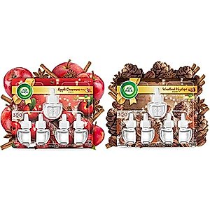 Air Wick, Plug in Scented Oil 5 Refills, Apple Cinnamon Medley, 3.38 oz with Plug in Scented Oil 5 Refills, Woodland Mystique, Fall scent, Fall spray, (5x0.67oz), Essential Oils, Air Freshener
