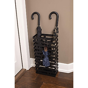 BIRDROCK HOME Umbrella Holder Stand with Removable Water Tray - Large - Rain Collection - Entryway - Decorative Metal Freestanding Rack Organizer - Cane Walking Stick Holder Black