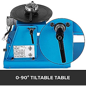 Mophorn 10KG Rotary Welding Positioner Turntable Table 110V Mini 0 to 90° Welding Positioner Positioning Turntable 2.5 Inch 3 Jaw Lathe Chuck 180mm Portable Welder Positioner Turntable Machine