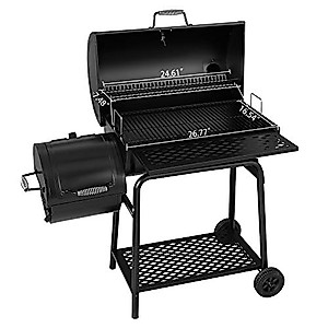 Royal Gourmet CC1830FG Charcoal Grill with High Heat-Resistant BBQ Gloves, 811 Square Inches, Black, Backyard Cooking with Offset Smoker