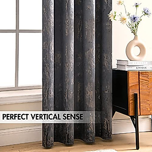 MIULEE 2 Panels Blackout Velvet Curtains Solid Soft Grommet Grey Curtains Bundle Velvet Curtains 108 Inches Long Soft Bedroom Curtains