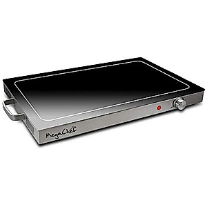 Megachef Fully Adjustable Buffet and Banquet Electric Food Hot Plate Warming Tray, 25", Black and Chrome