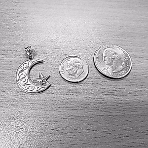 LA BLINGZ Sterling Silver Islamic Crescent Moon Pendant