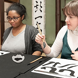 PH PandaHall 2PCS Flower Ceramic Ink Plate, Paint Pallets Multifunctional Bowl Porcelain Ink Dish Chinese Brush Rests Brush Stands for Calligraphy Sumi-E Painting Japanese Prints, White Pink