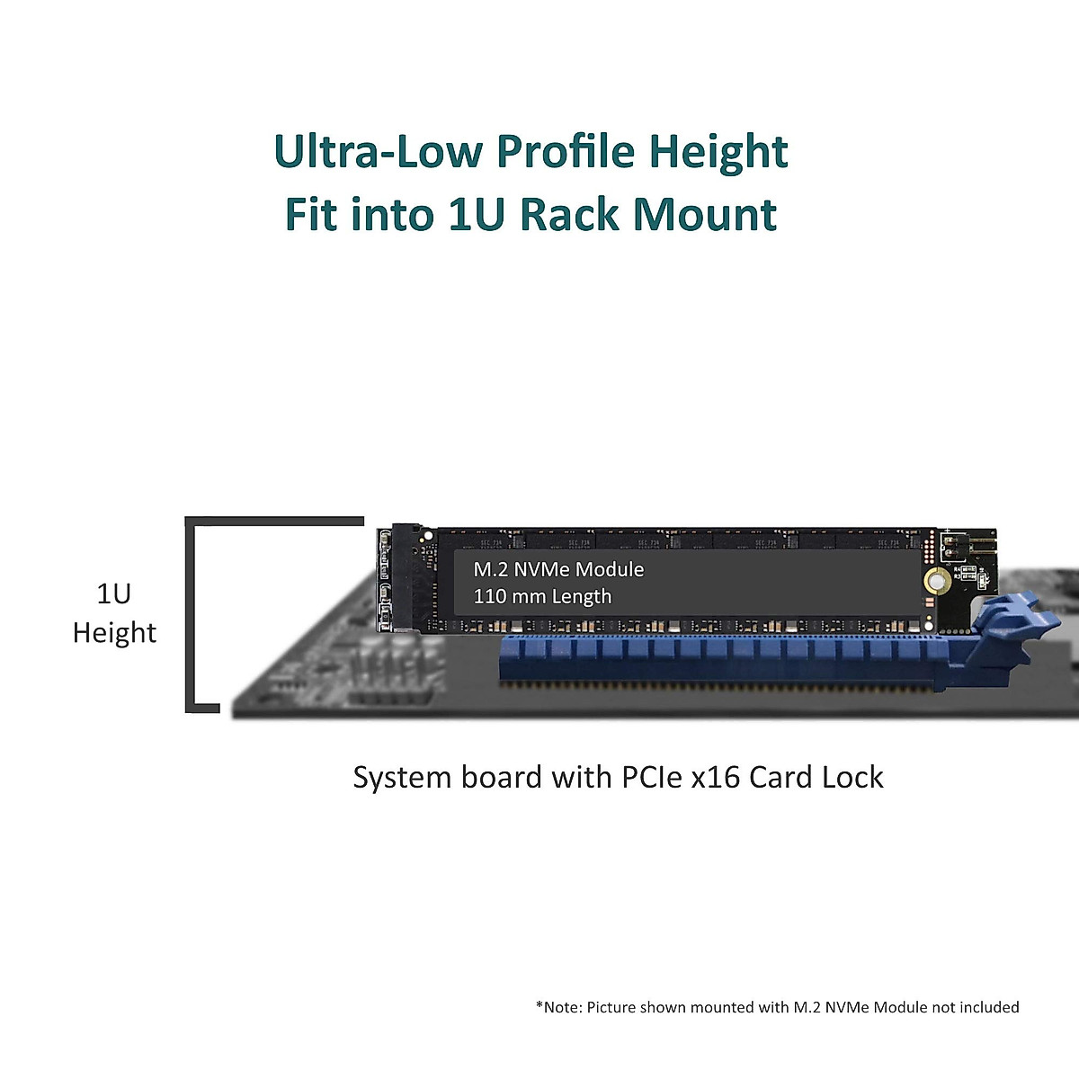 Vantec M.2 NVMe PCIe x4 Low Profile Adapter with 110 Length Support (UGT-M2PC130), Black