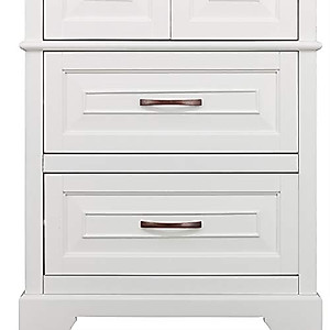 Teamson Home St James Linen Tower with 2 Doors and 2 Drawers with White Finish