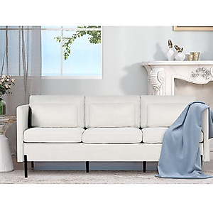 TYBOATLE Upholstered Modern Loveseat Sofa Couch with 2 Rectangular Pillows and Metal Legs, 55" W Fabric Comfy Couches for Living Room, Bedroom, Small Space, Apartment, Office (Cream Beige)