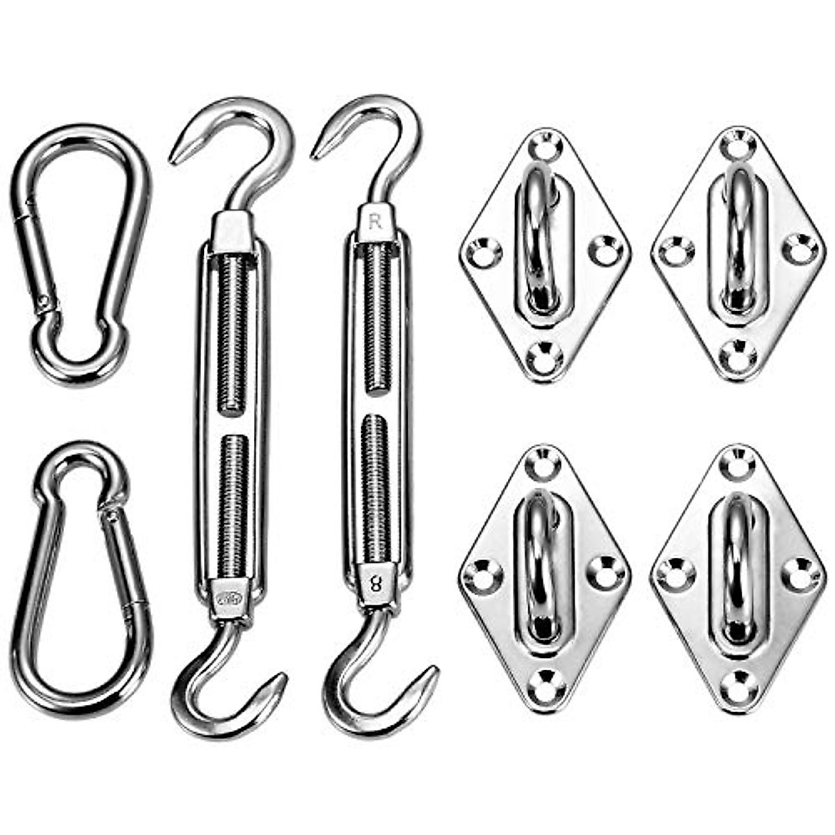 Ollieroo Shade Sail Hardware Kit for Rectangle and Square Sun Shade Sail Installation 8 Inches Silver
