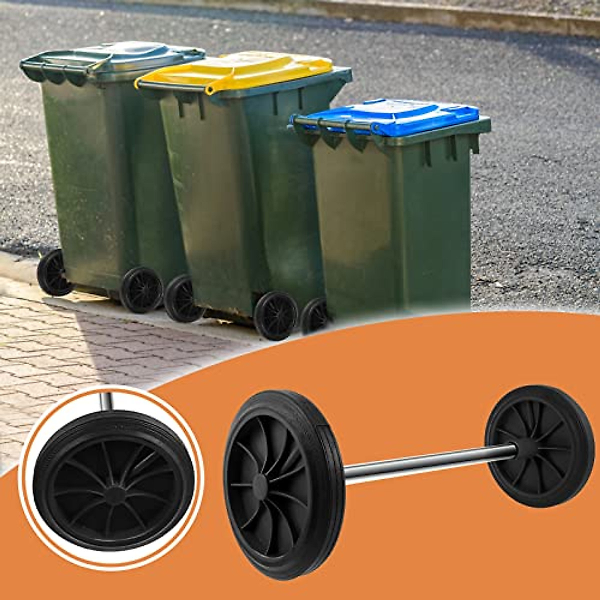 Yardwe Trash Can Wheels,1Set of Garbage Bin Wheels with Hollow Shaft arbage Bin Wheel Wastebasket Pulley Wheel Replacement Parts
