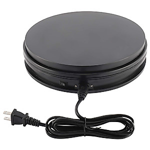 Homend 110V Electric Motorized Rotating Turntable Display Stand, 10inch/25cm Diameter 22lb Load, 360 Degree Rotating in Either Direction, for Photography, Showcase (Black, 10inch/25cm)