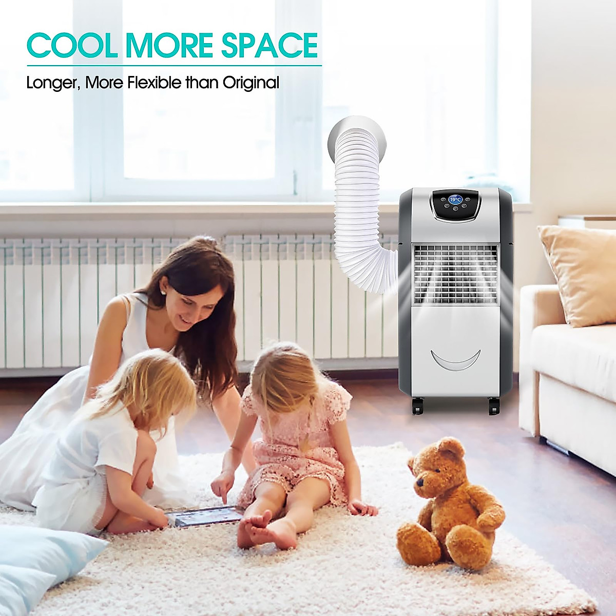 Airwhirl 5.9 Inch Air Conditioner Exhaust Hose, AC Hose with Anti-Clockwise Thread, Length up to 80", Universal Replacement AC Vent Hose Compatible with Many Portable AC