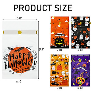 AouEtnay 50 Pcs Halloween Drawstring Candy Bags Halloween Treats Bags Goodie Bags, Trick or Treat Bags, Cookie Bags for Halloween Party Favors Supplies