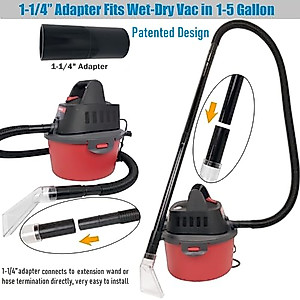 Happy Tree Universal Fits All Shop Vacs Clear Extraction Accessory Nozzle with 1-1/4" &1-7/8" & 2-1/2" Adapters for Auto Detailing, Shop Vac Extractor Attachment for 1-26 Gallon Wet Vacuum Cleaners
