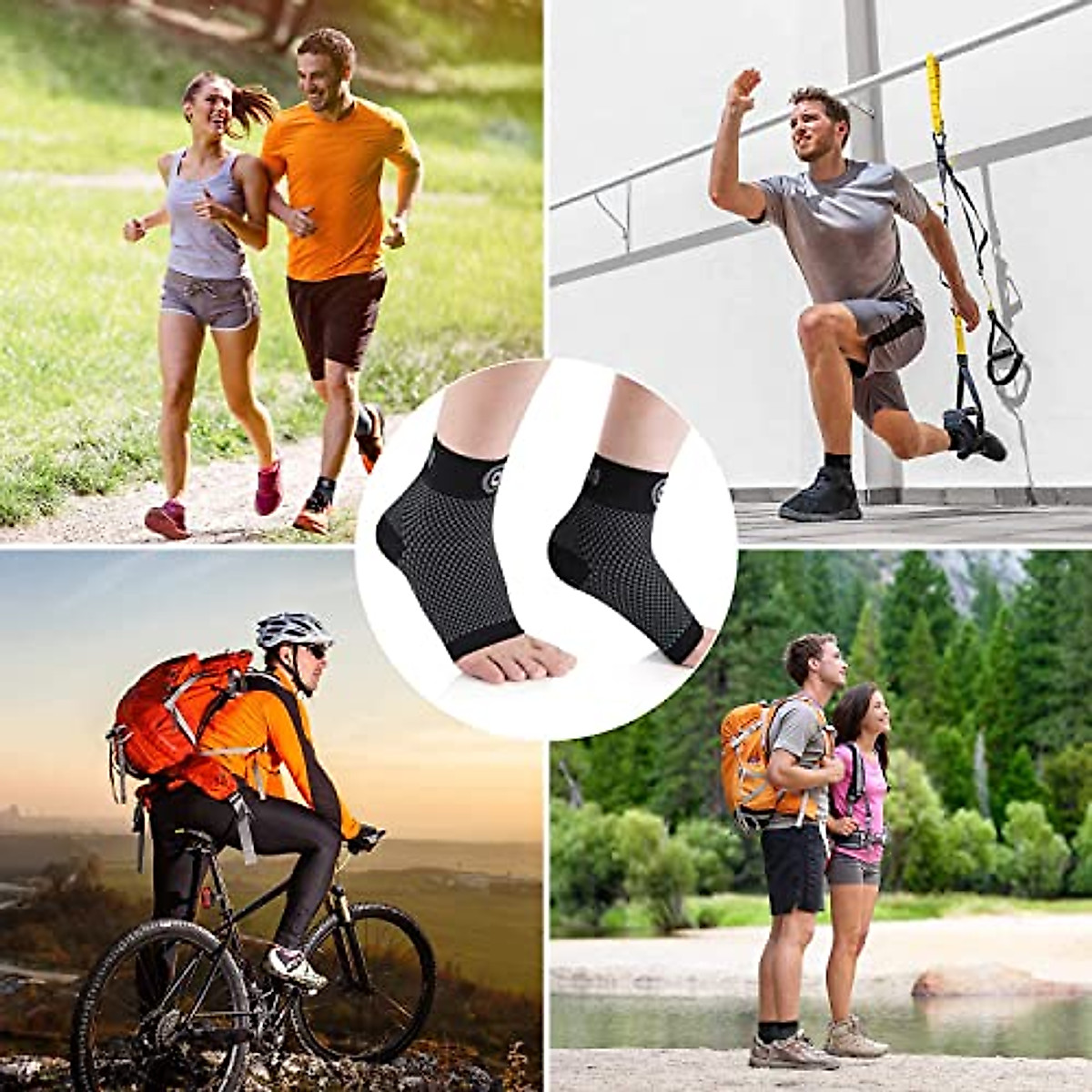 CAMBIVO Plantar Fasciitis Relief Socks for Women & Men (Pair), Ankle Brace Compression Sleeve Support for All Day Wear with Arch and Ankle Support (Small)