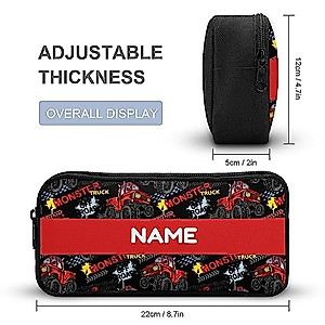 Mrokouay Custom 3Pcs Backpack Set Personalized Truck Car Red School Bag with Lunch Bag Box Pencil Case Customized Backpack for Student Teens