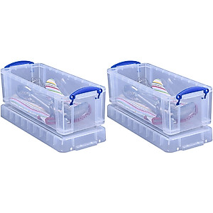 Birsppy Nincrane Really Useful Box Plastic Storage Box, 6.5 Liters, 17 1/2" x 7" x 6 1/4", Clear (Clear Two Pack)
