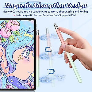Stylus Pens for Touch Screens(2 Pcs), High Precision Magnetic Adsorption 2-in-1 Stylus Pen for iPad Compatible with iPhone and All Touch Screens