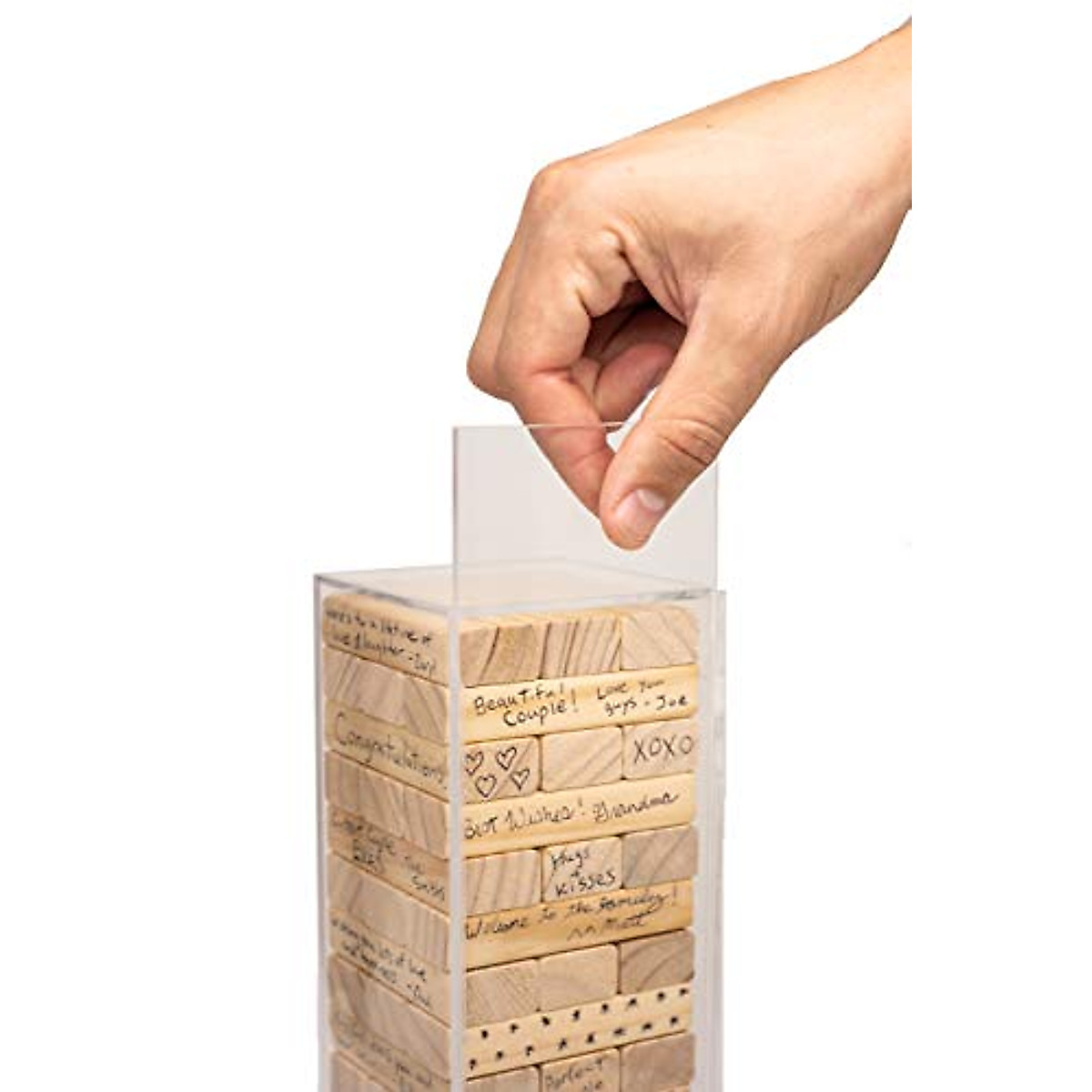 Wedding Guest Book, Alternative Wooden Guestbook with Acrylic Box, Unique Signs for Weddings, Baby Shower, Birthday, and Bridal Shower, Signature Rustic Wood Blocks by Brefkiss Co