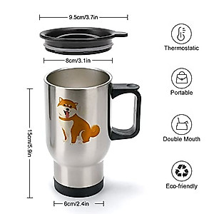 Cute Shiba Inu Akita Dog 14 Oz Travel Coffee Mug Stainless Steel Vacuum Insulated Cup with Lid