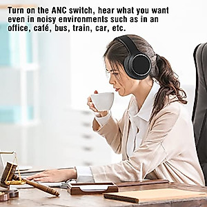 UOWGA Active Noise Cancelling Headphones, Wireless Over-Ear Bluetooth Headphones, Built-in Microphone, Fast Charge 30H Playtime Deep Bass, Memory Foam Ear Cups Foldable, for Work, Travel, Home Black