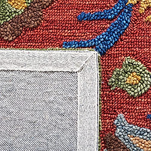 SAFAVIEH Blossom Collection 8' x 10' Red/Blue BLM563Q Handmade Floral Premium Wool Living Room Dining Bedroom Area Rug