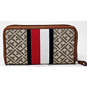 Tommy Hilfiger Women's Logo Stripe Zip Around Wallet Clutch Bag
