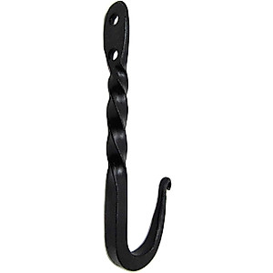 Black Antique Style Heavy Duty 5" Wrought Iron Forged Colonial Twisted Coat Hook