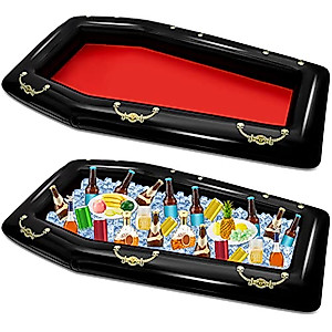 2 Pack 52 Inch Inflatable Coffin Buffet Cooler Beverage Coffin Drink Cooler for 30th Birthday Party Pool Party Picnic Barbecue Party Halloween Party
